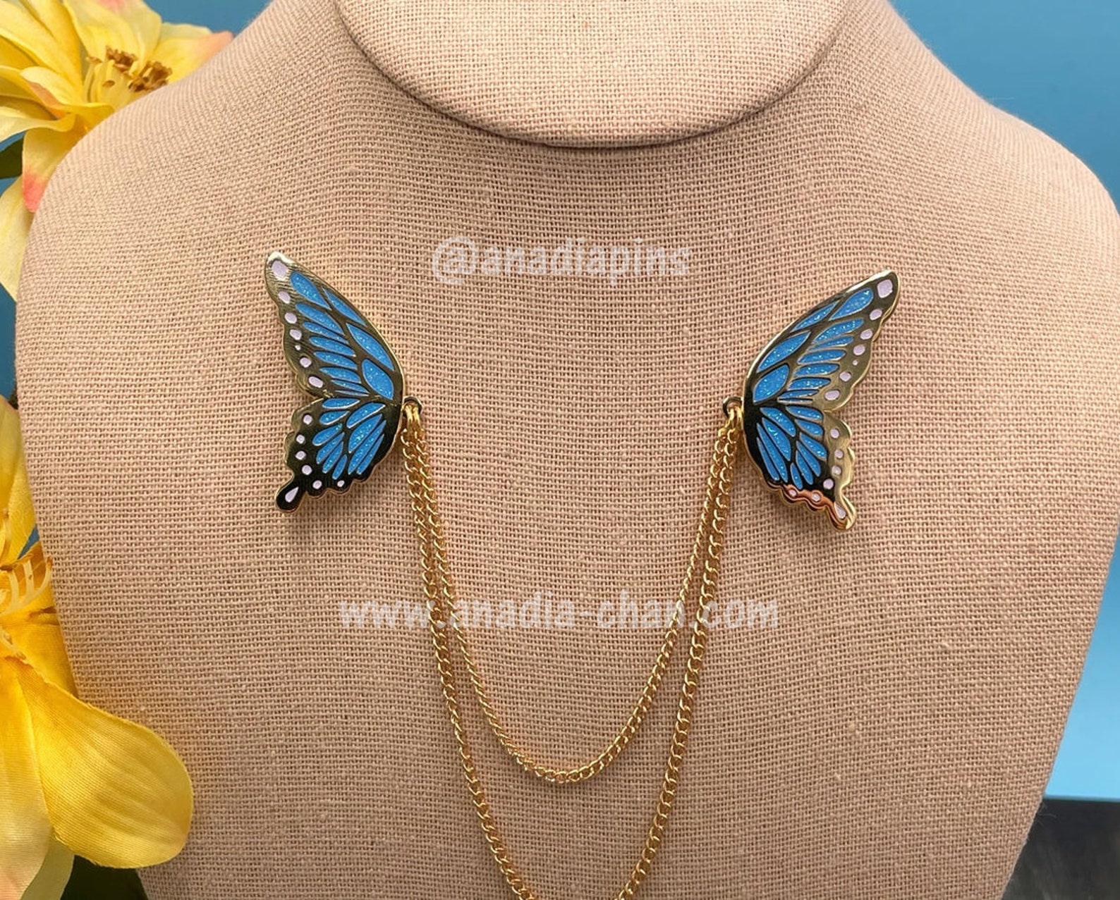 Butterfly Wings Collar Pins Gold Plate Hard Enamel Pins W/ - Etsy