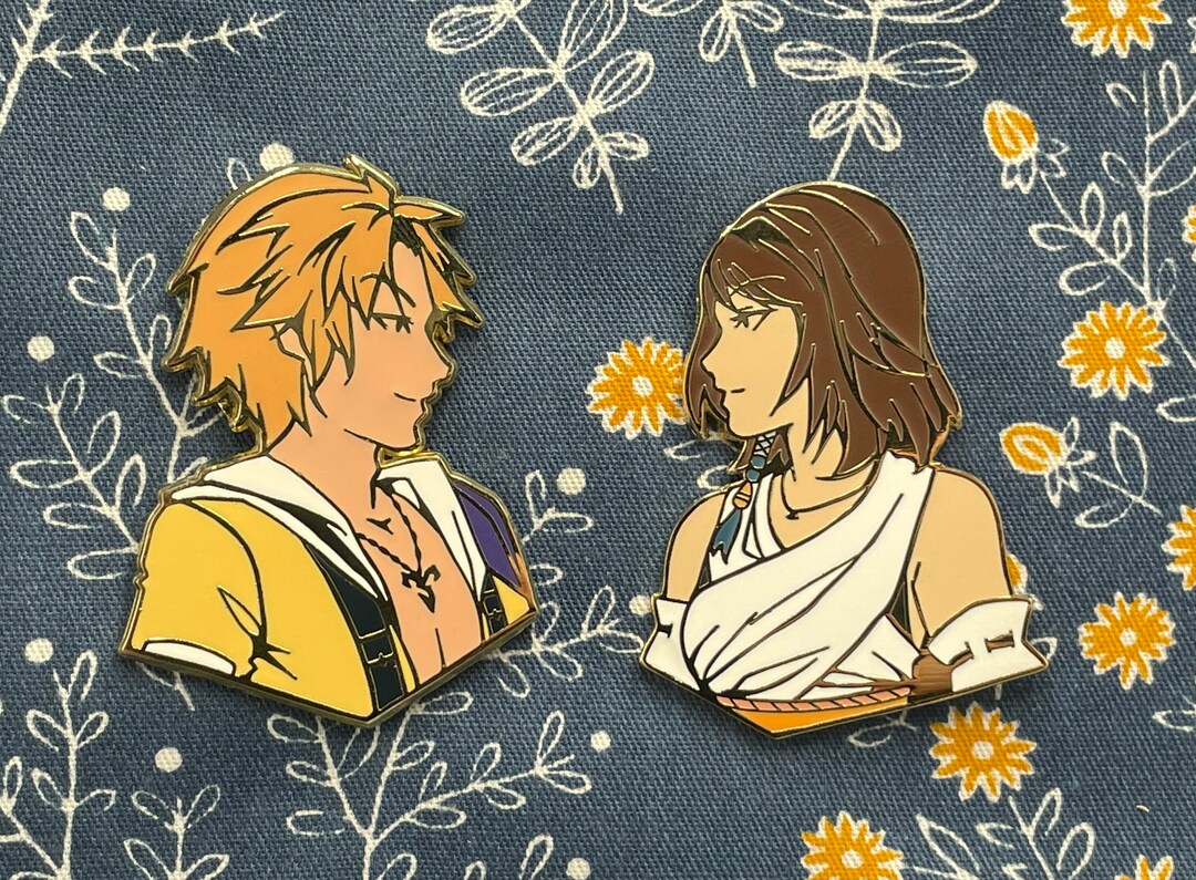 Final Fantasy X Gold Plate Hard Enamel Pins - Yuna and Tidus - Etsy