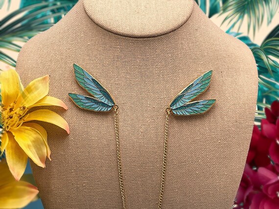 Fairy Wings Collar Pins Gold Plate Hard Enamel Pins w/ Chain | Etsy