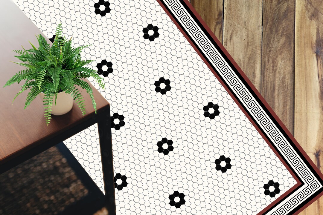 Retro Mosaic Vinyl Mat,vinyl Mat, Vinyl Rug, Vinyl Floor, Geometric ...