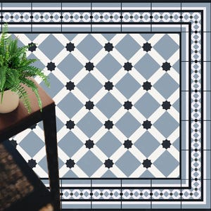 Vinyl Floor Mat, Choose Your Mat Color, Area Rug, Moroccan Tiles, Pvc ...