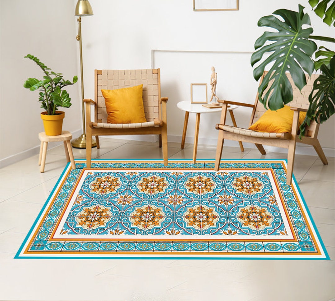 Moroccan Vinyl Floor Mat.tiles Vinyl Mat .carpet for Home Design.mat ...