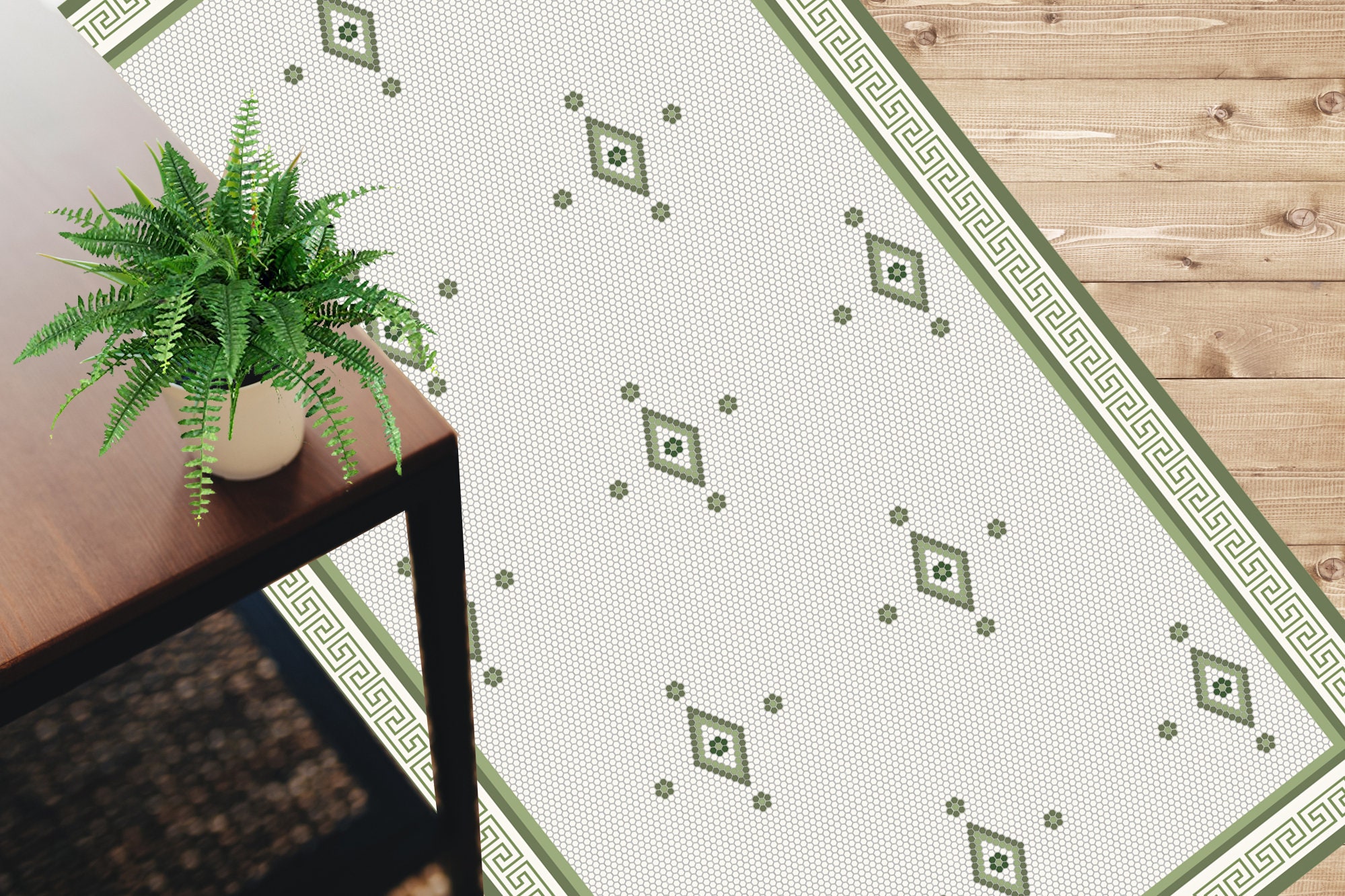 Retro Mosaic Vinyl Mat,vinyl Mat, Vinyl Rug, Vinyl Floor, Geometric ...