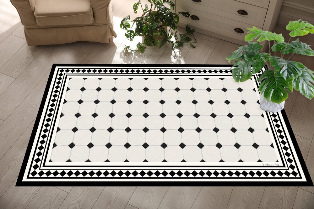 Vinyl Mat. Vinyl Rug. Vinyl Floor. Geometric Pattern Mat. Art Mat ...