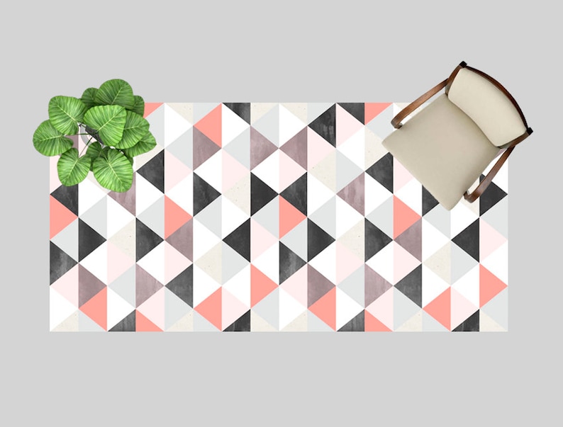 PVC Vinyl Mat . Triangle Pattern. Vinyl Floor Mat . Linoleum Rug. Art ...