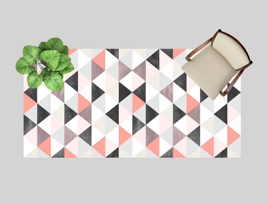 PVC Vinyl Mat . Triangle Pattern. Vinyl Floor Mat . Linoleum Rug. Art ...