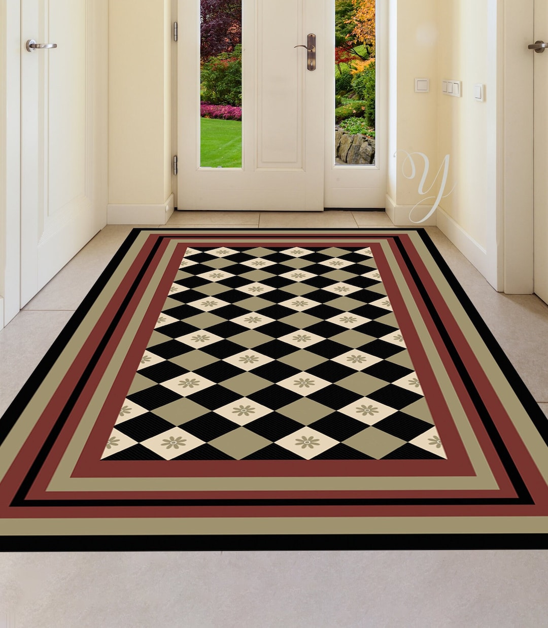 Custom Geometric Vinyl Floor Mat | Large Vinyl Rug - Etsy