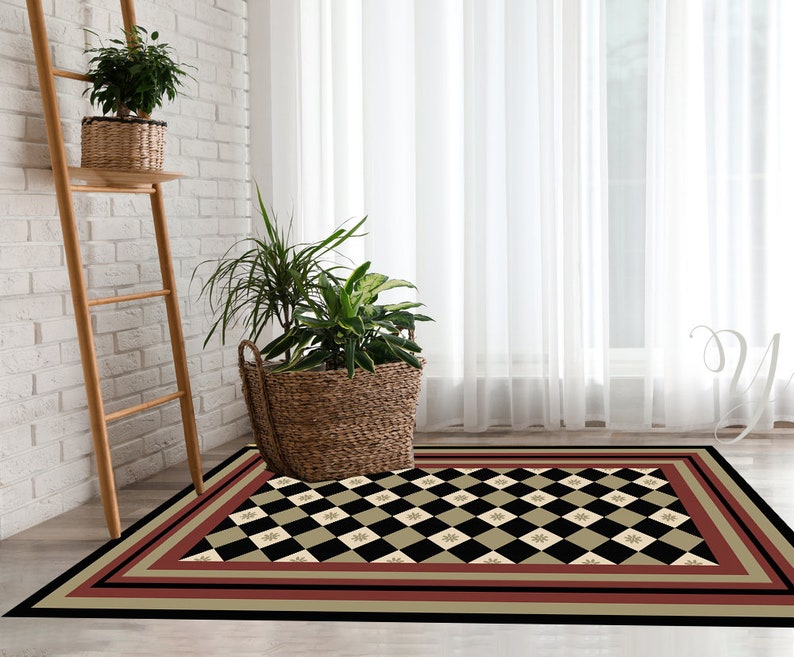 Custom Geometric Vinyl Floor Mat | Large Vinyl Rug - Etsy