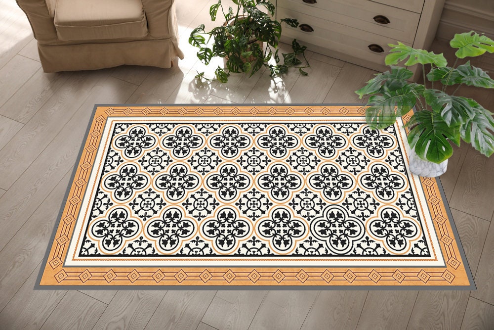 Moroccan Tiles Vinyl Mat. Runner Vinyl Floor. Linoleum Carpet for Home ...