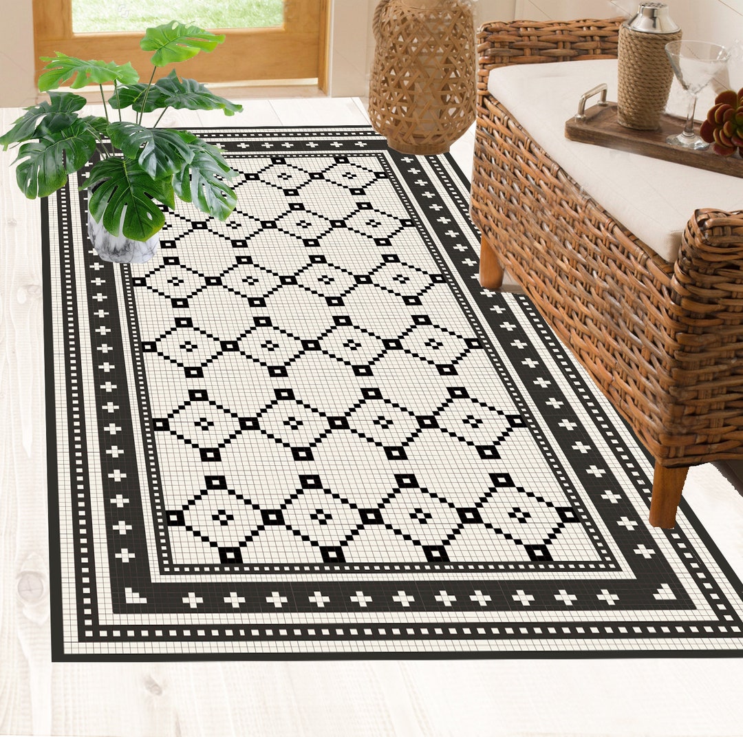 Retro Mosaic Vinyl Mat,vinyl Mat, Vinyl Rug, Vinyl Floor, Geometric ...