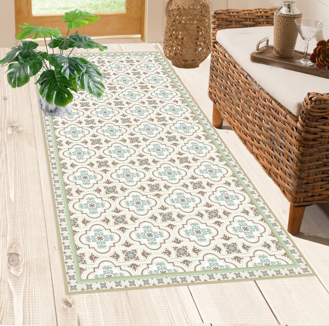 Moroccan Pattern Mat. Vinyl Mat .runner Vinyl Floo .PVC Rug.vinyl Rug ...