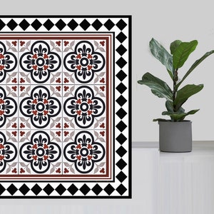 Black & White Vinyl Mat, Vinyl Tiles Mat,floor Mat, Linoleum Rug ...