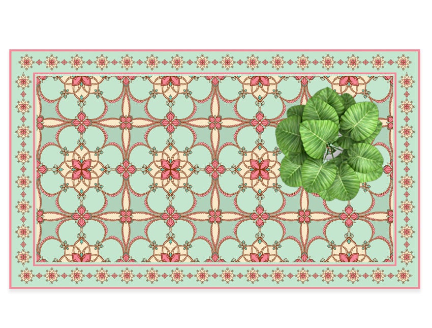 Moroccan Vinyl Mat,vinyl Tiles Mat,floor Mat, Linoleum Rug , Kitchn Mat ...