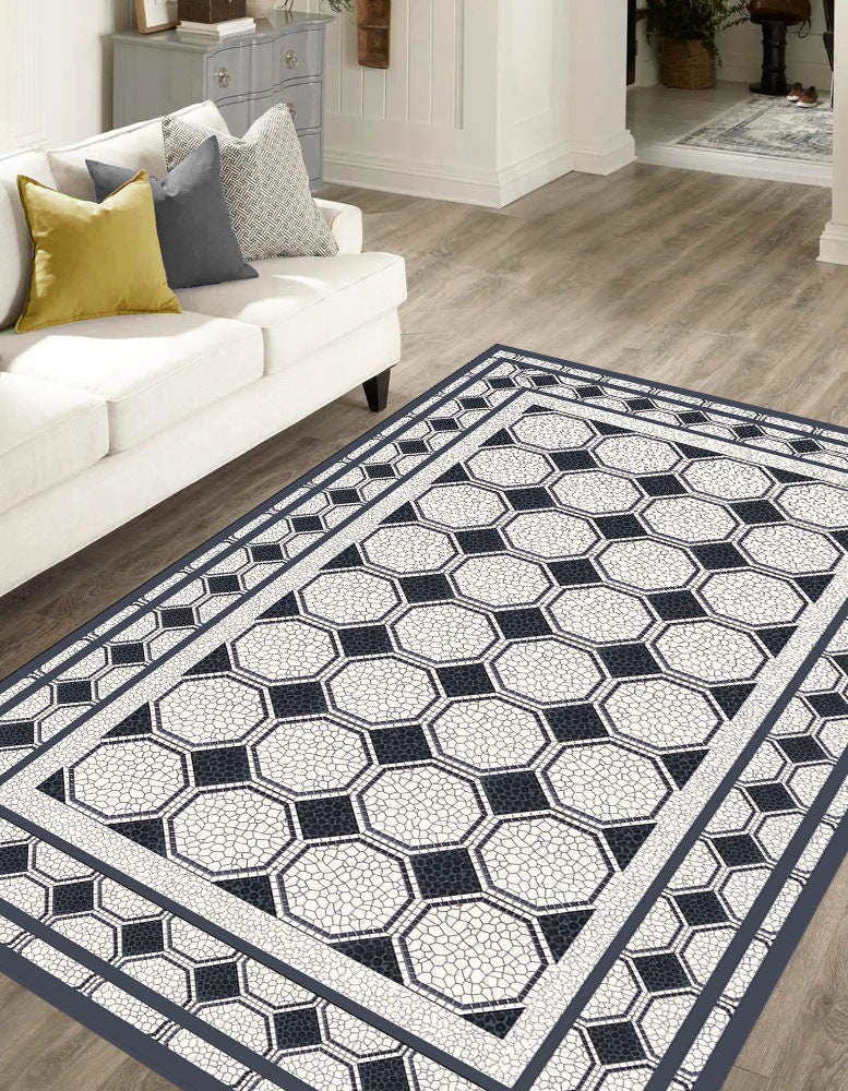 Retro Mosaic Vinyl Mat,vinyl Mat, Vinyl Rug, Vinyl Floor, Geometric ...