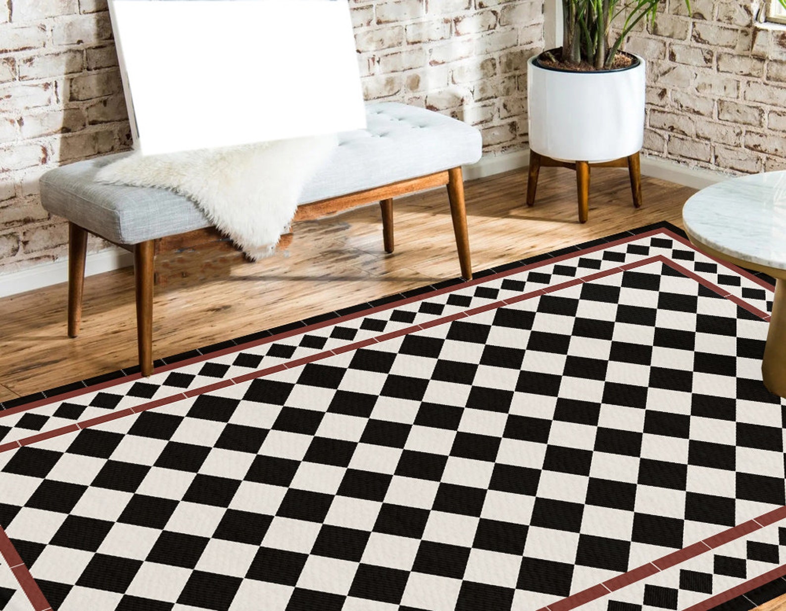 Retro Vinyl Mat,vinyl Mat, Vinyl Rug, Vinyl Floor, Geometric Pattern ...