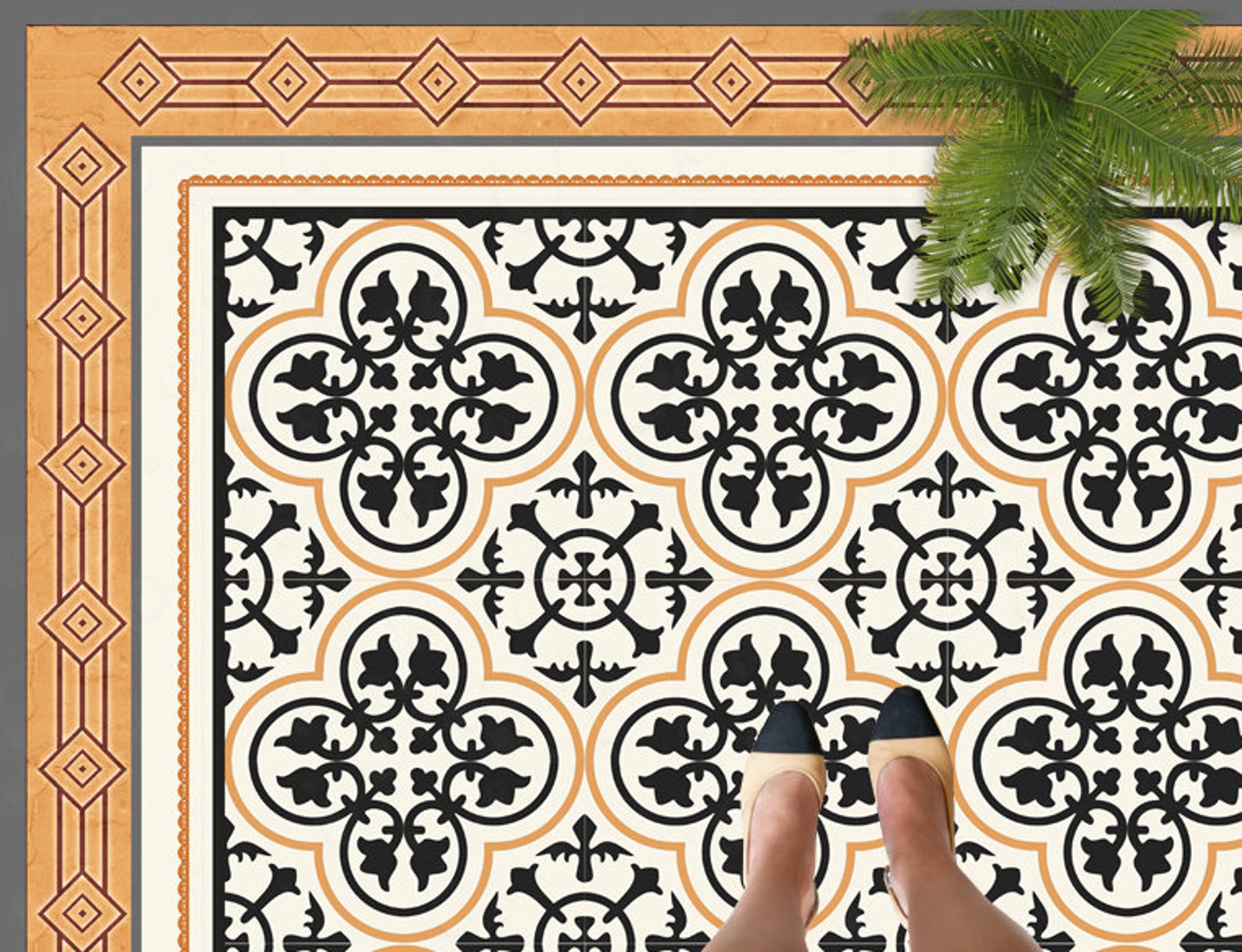 Moroccan Tiles Vinyl Mat. Runner Vinyl Floor. Linoleum Carpet for Home ...