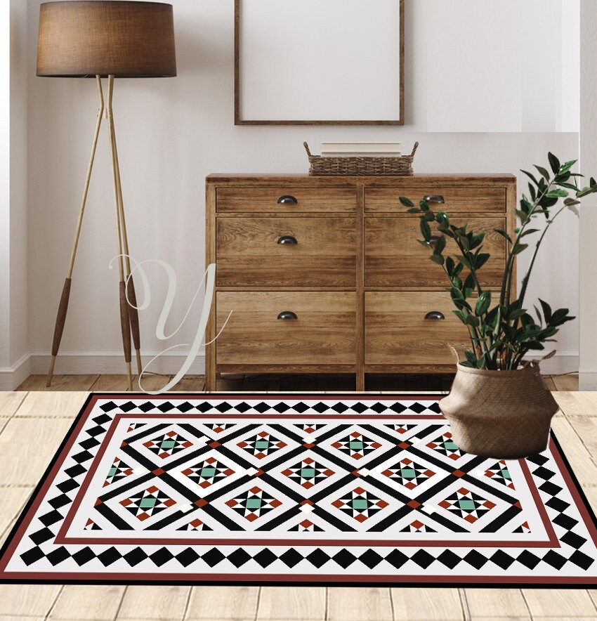 PVC Vinyl Mat geometric Puttern Vinyl Floor Mat Linoleum - Etsy