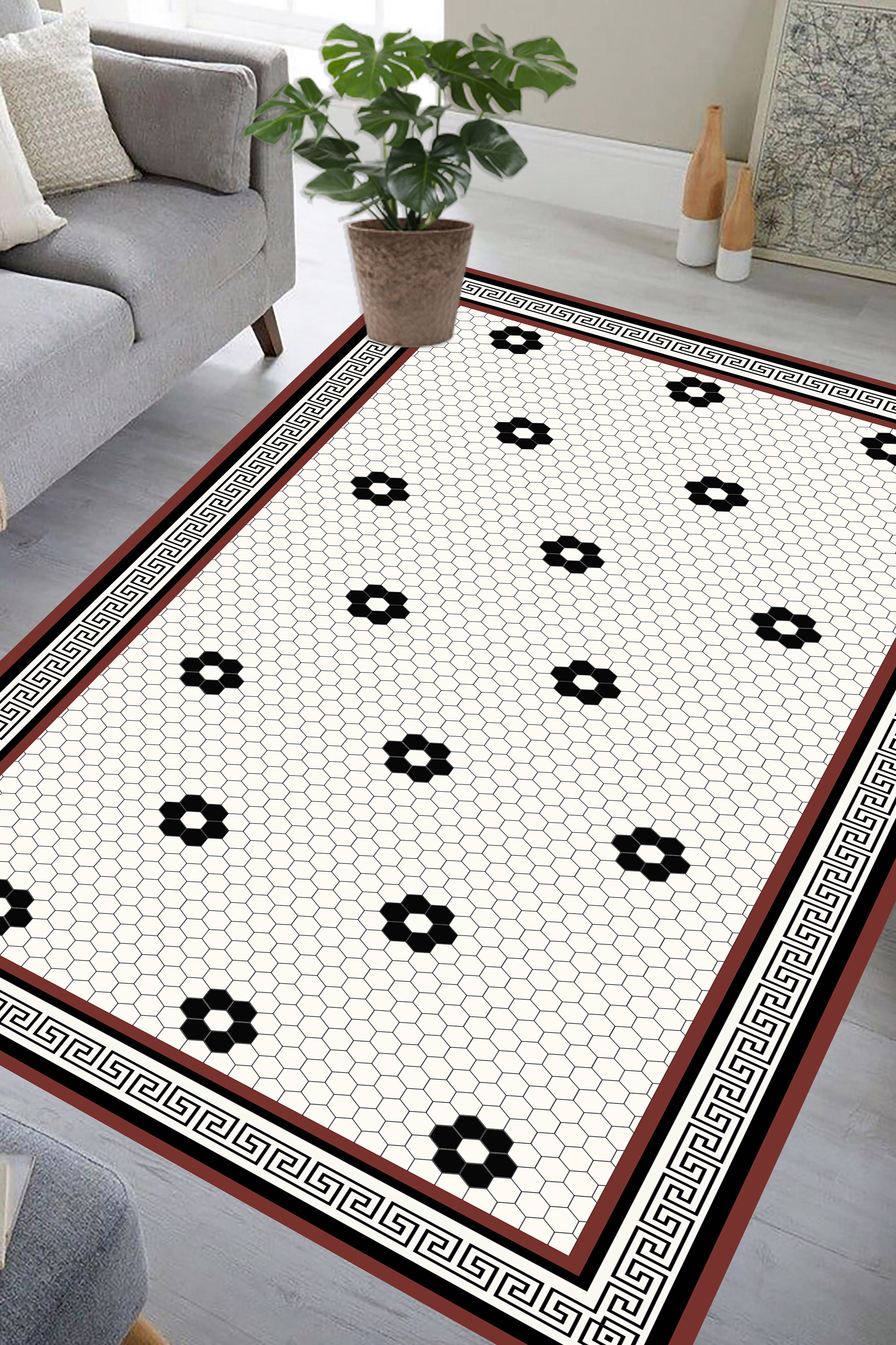 Retro Mosaic Vinyl Mat,vinyl Mat, Vinyl Rug, Vinyl Floor, Geometric ...