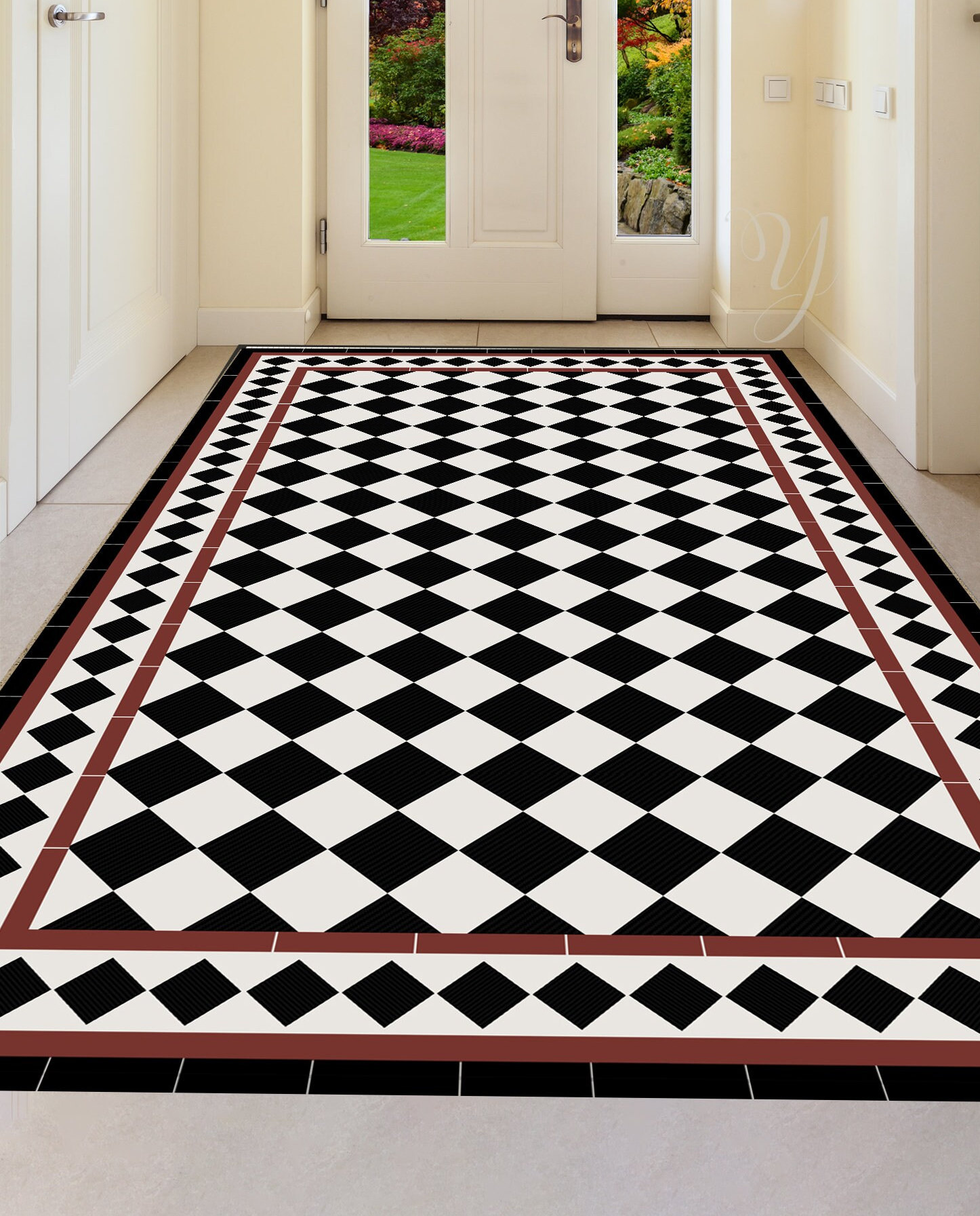 Retro Vinyl Mat,vinyl Mat, Vinyl Rug, Vinyl Floor, Geometric Pattern ...