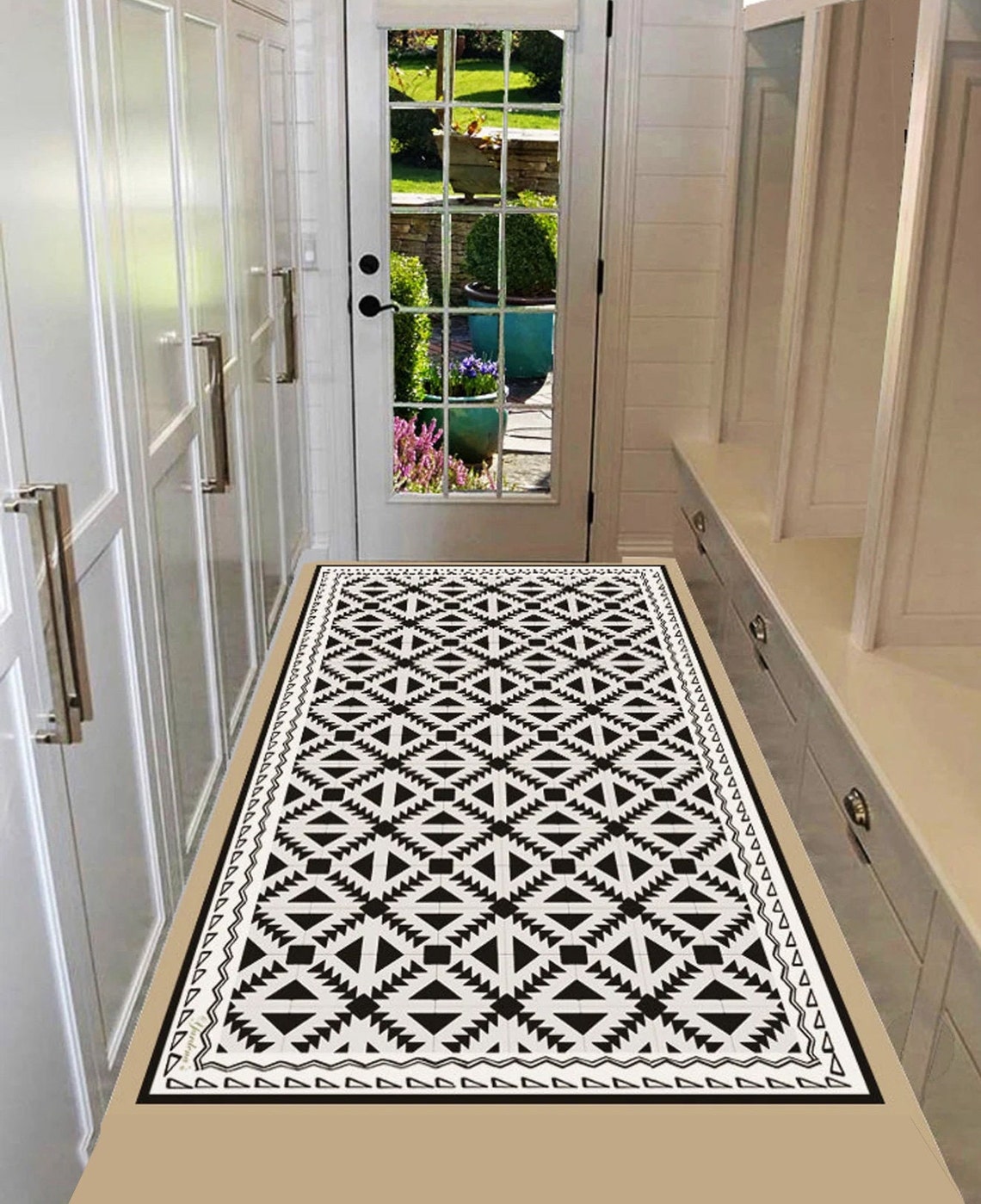 PVC Vinyl Mat. Vinyl Mat .runner Vinyl Floor . PVC Rug. Geometric ...