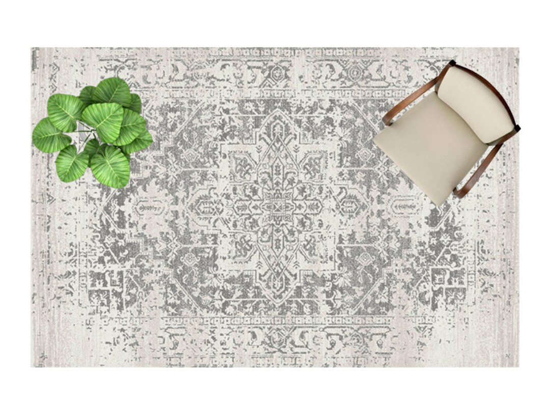 Gray Vinyl Mat.old Style Rug. Abstract Mat.boho Home Decor.vinyl Floor ...