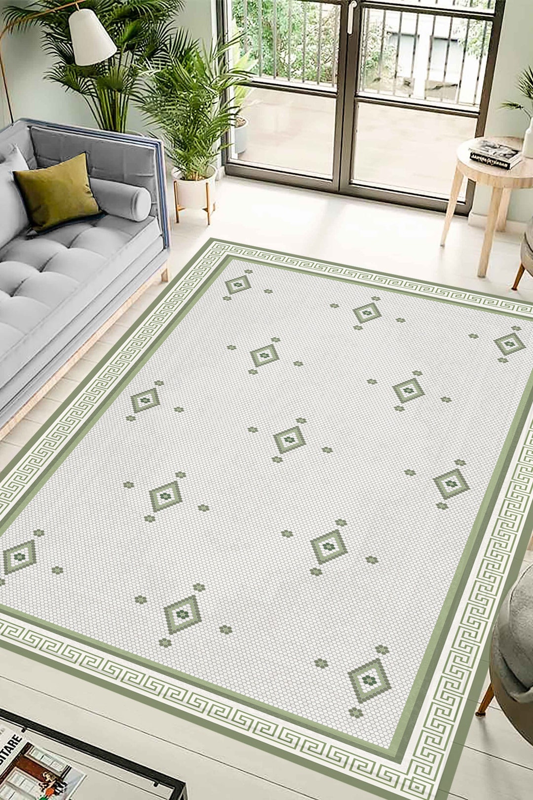 Retro Mosaic Vinyl Mat,vinyl Mat, Vinyl Rug, Vinyl Floor, Geometric ...
