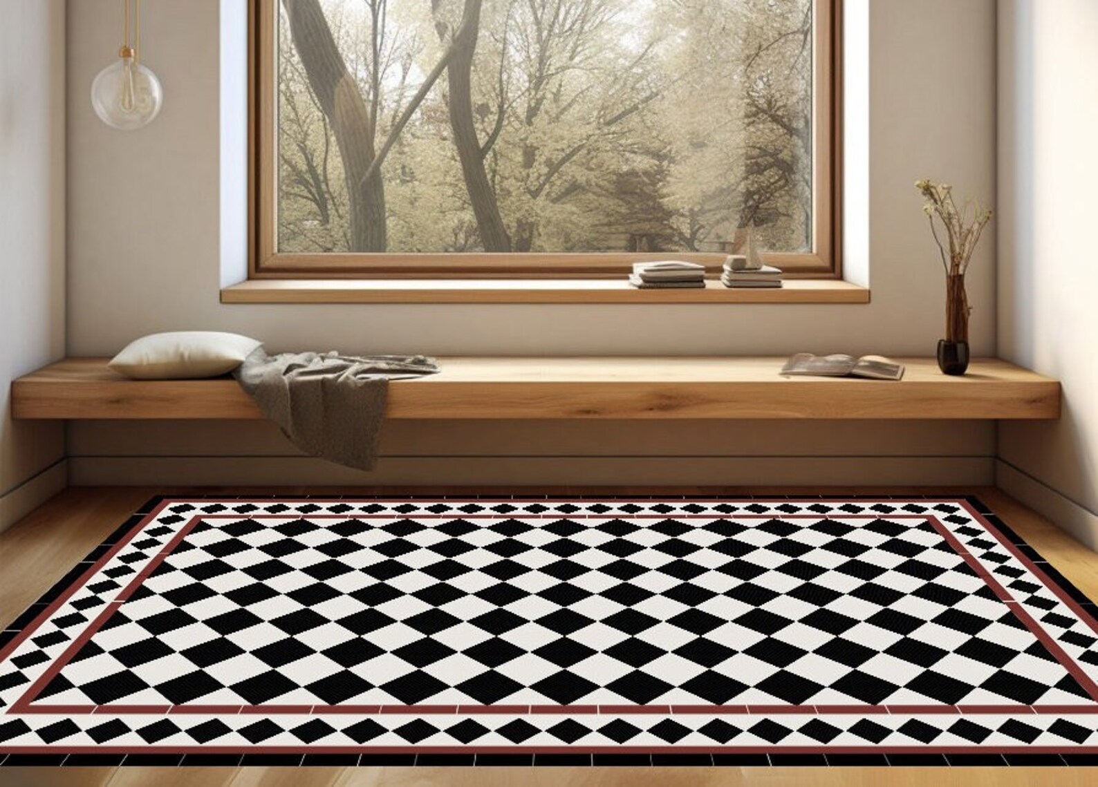Retro Vinyl Mat,vinyl Mat, Vinyl Rug, Vinyl Floor, Geometric Pattern ...