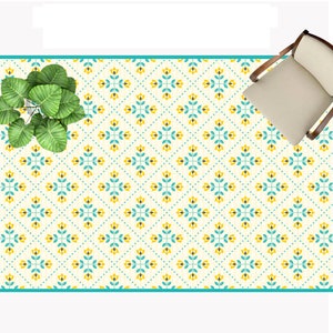 PVC Vinyl Mat With Yellow Leaves . Vinyl Floor Mat , Retro Design ...