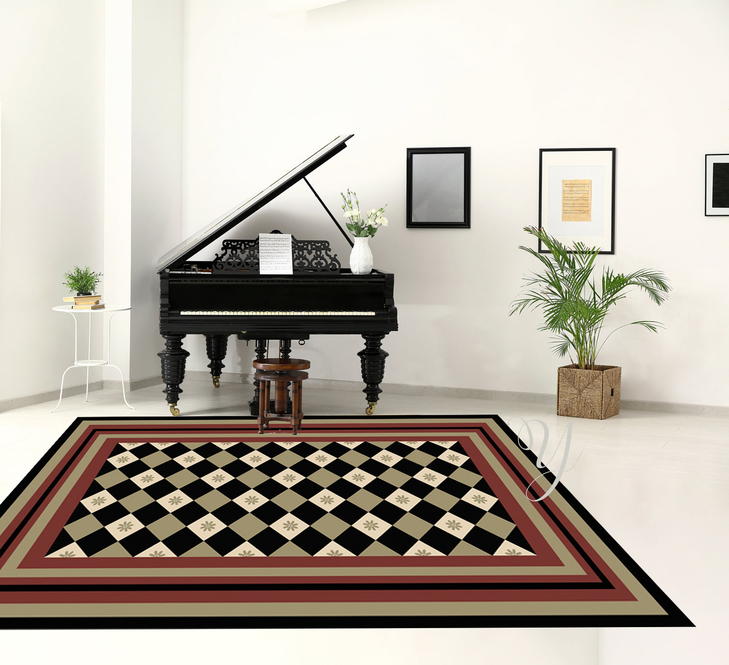 Custom Geometric Vinyl Floor Mat | Large Vinyl Rug - Etsy
