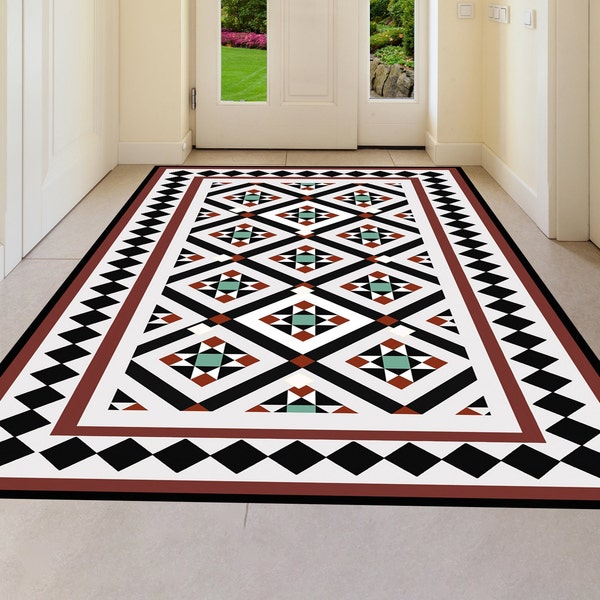 PVC Vinyl Mat. Vinyl Mat .runner Vinyl Floor . PVC Rug. Geometric ...