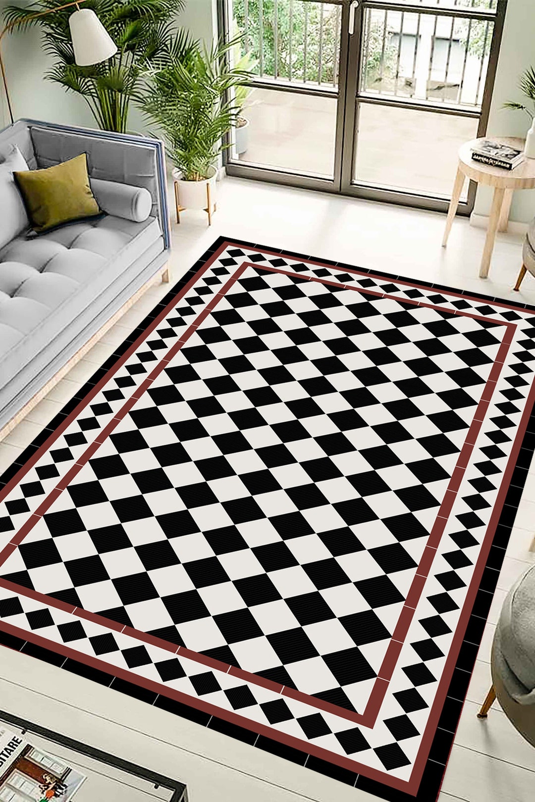 Retro Vinyl Mat,vinyl Mat, Vinyl Rug, Vinyl Floor, Geometric Pattern ...