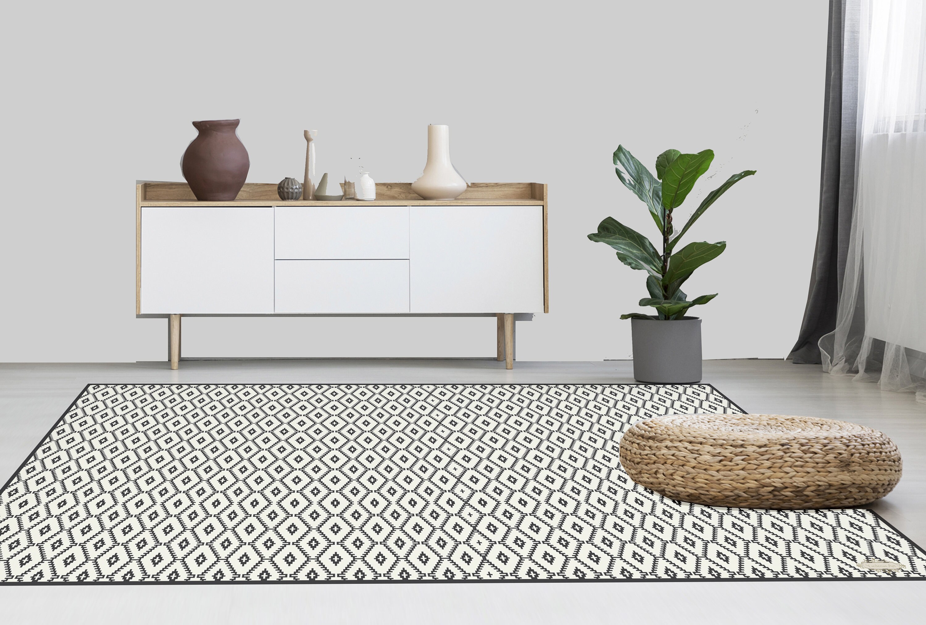 Vinyl Mat. Vinyl Rug. Vinyl Floor. Geometric Pattern Mat. Art Mat ...