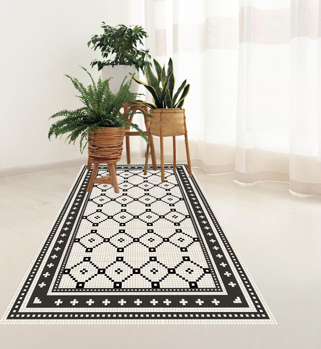 Retro Mosaic Vinyl Mat,vinyl Mat, Vinyl Rug, Vinyl Floor, Geometric ...