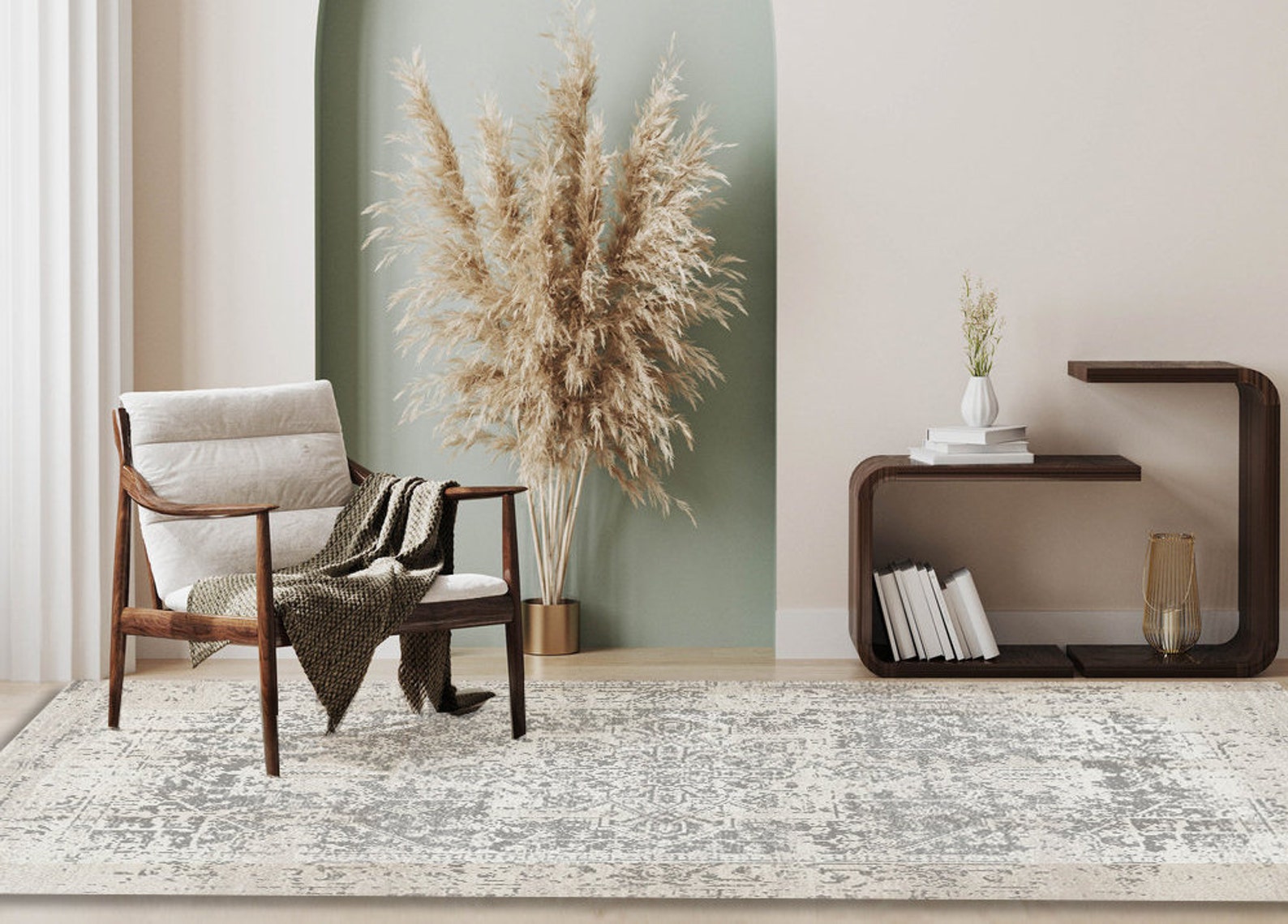 Gray Vinyl Mat.old Style Rug. Abstract Mat.boho Home Decor.vinyl Floor ...