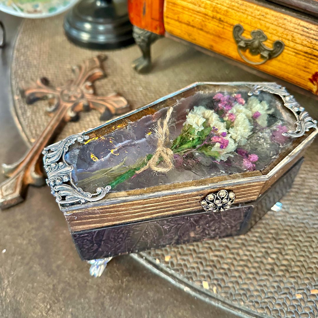 Purple Blossoms - Stained Glass Coffin Box - Etsy