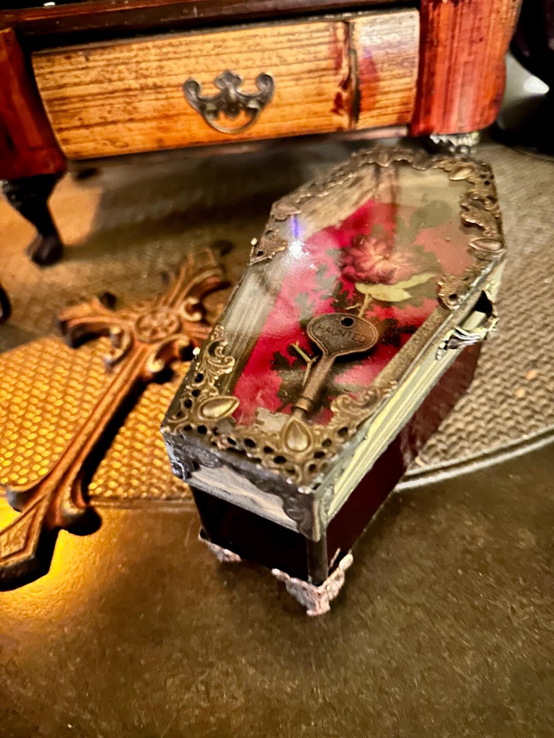 Haunted - Stained Glass Coffin Jewelry Box - Etsy