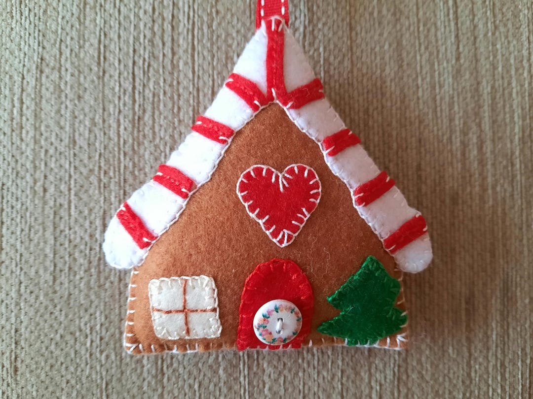 A Handmade Felt Gingerbread House Christmas Tree Hanging Decoration - Etsy