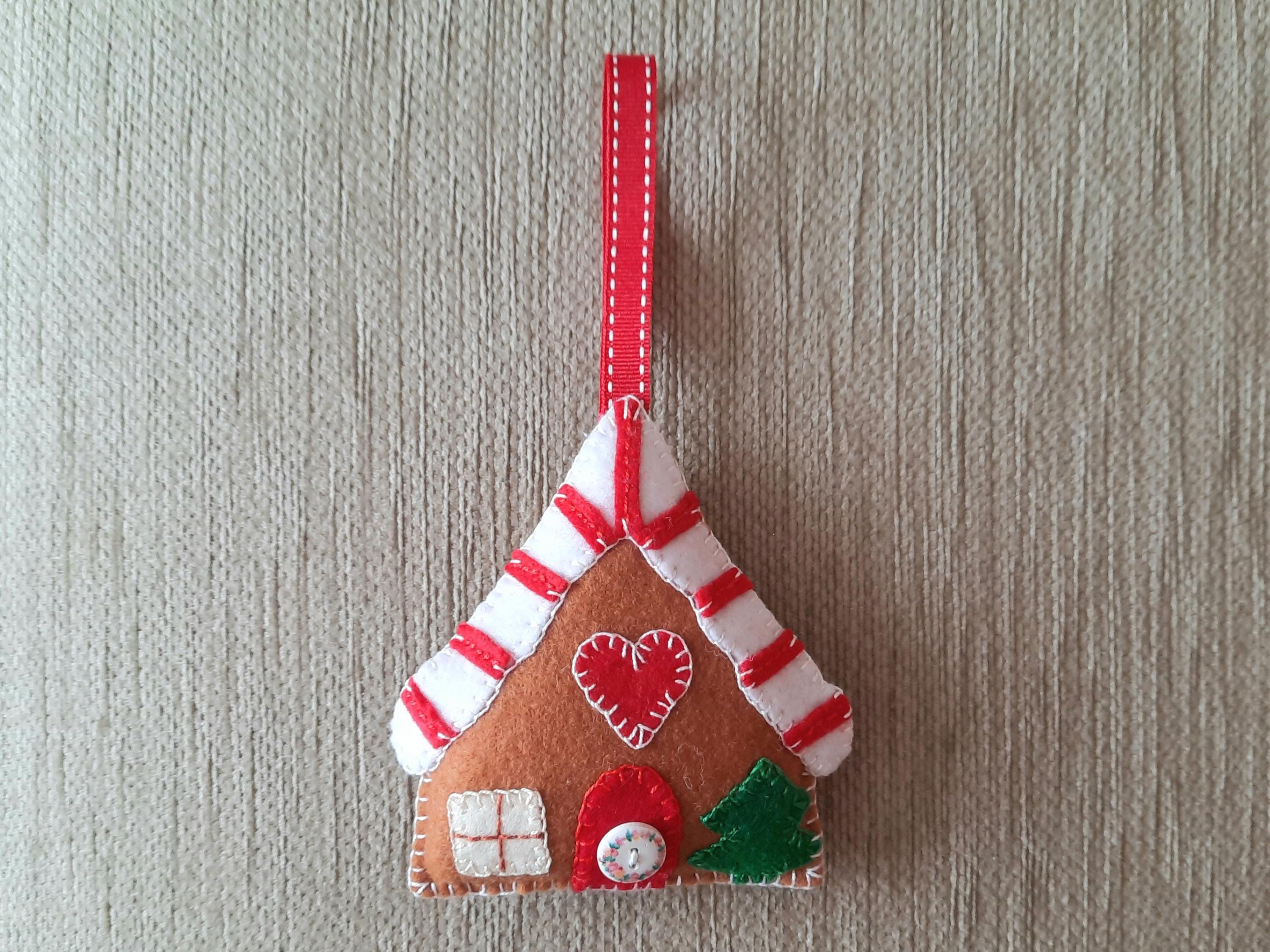 A Handmade Felt Gingerbread House Christmas Tree Hanging Decoration - Etsy