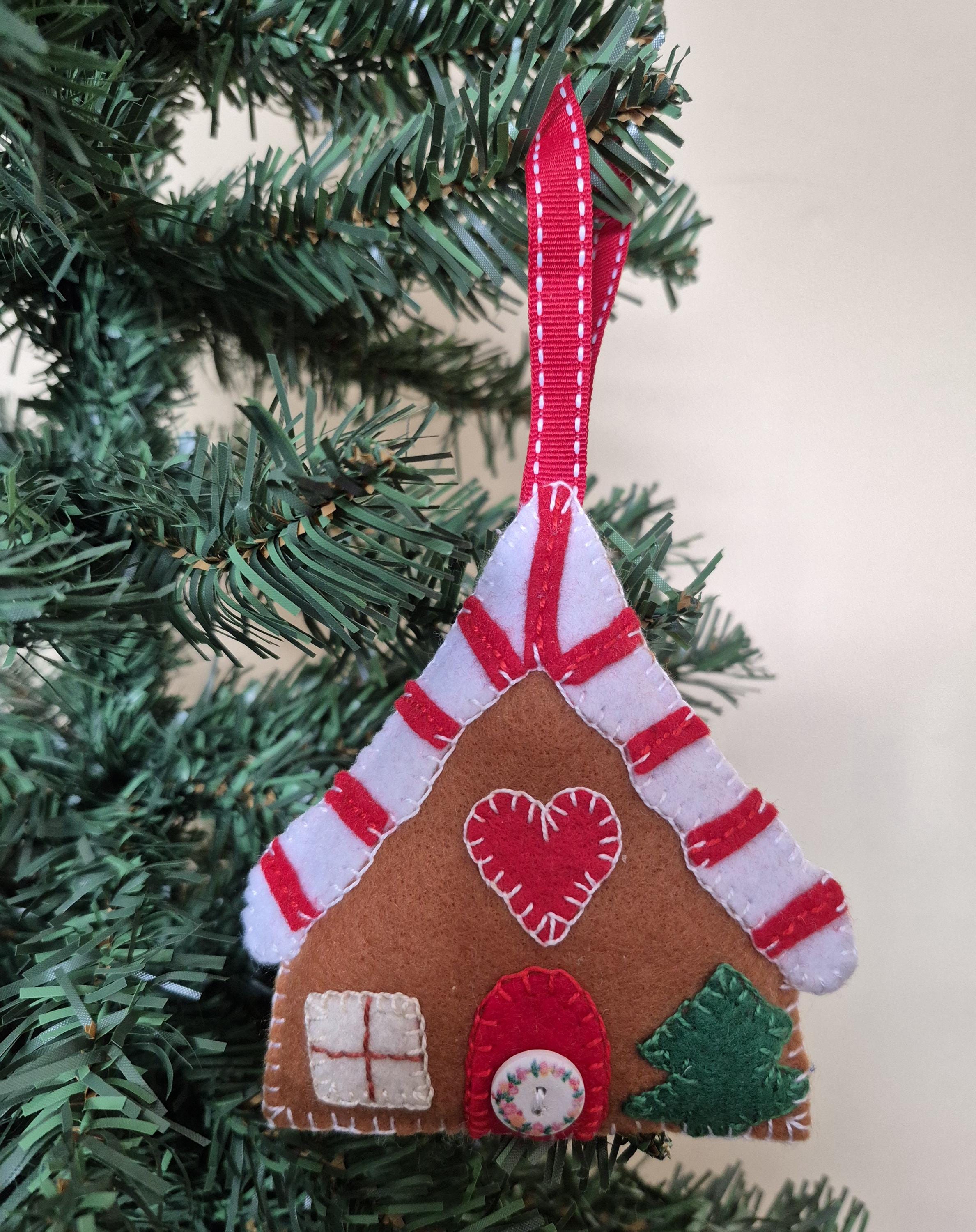 A Handmade Felt Gingerbread House Christmas Tree Hanging Decoration - Etsy