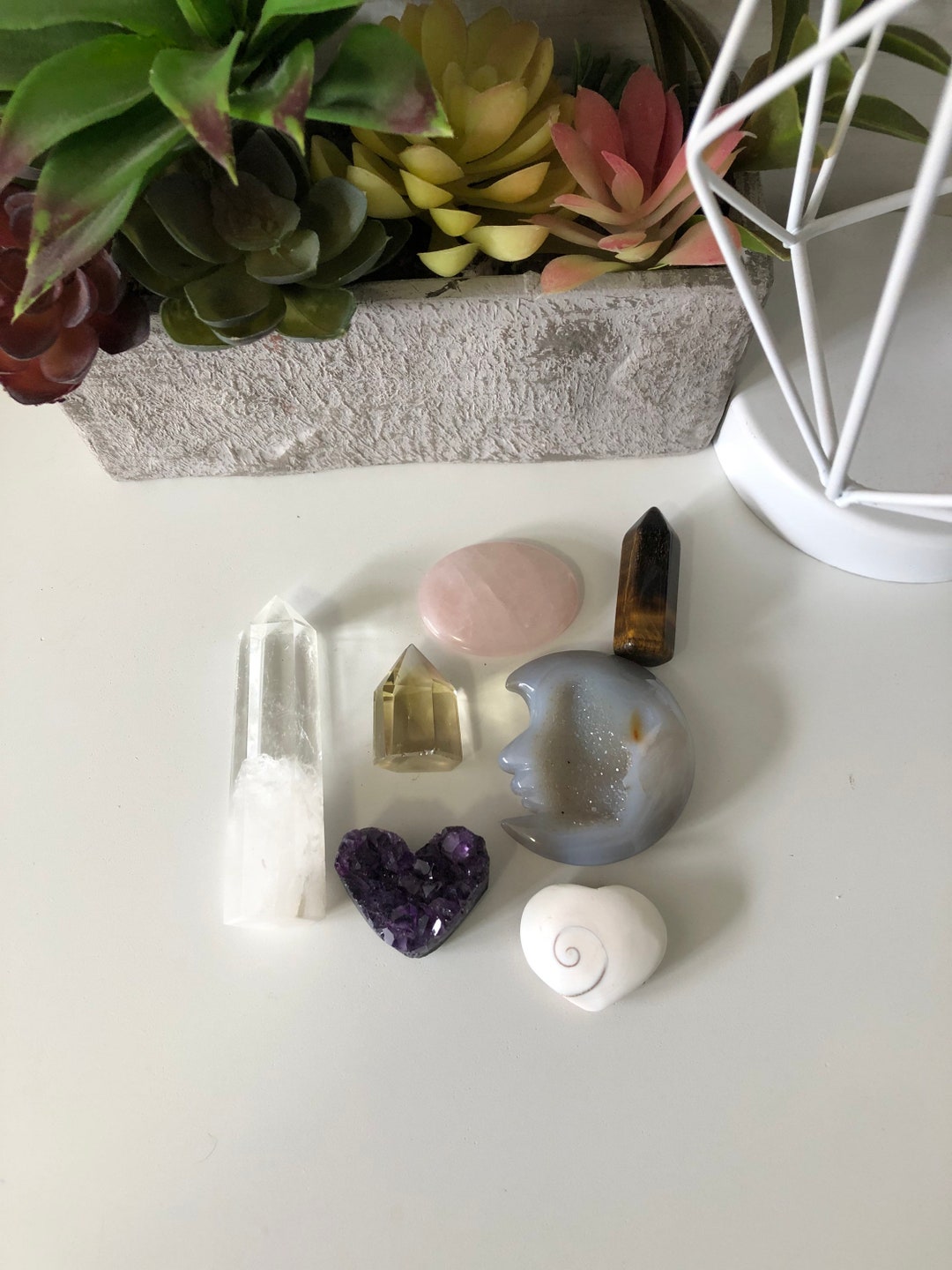 Crystal Starter Kit, 7 Crystal Set Amethyst, Rose Quartz, Clear Quartz ...