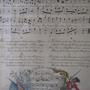 1700's Sheet Music Framed, Antique Hand-colored Sheet Music, Vintage ...