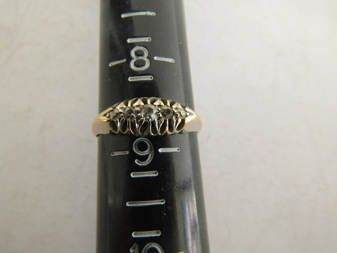 18 Kt Gold Diamond Ring Sz 8 1/4 - Etsy