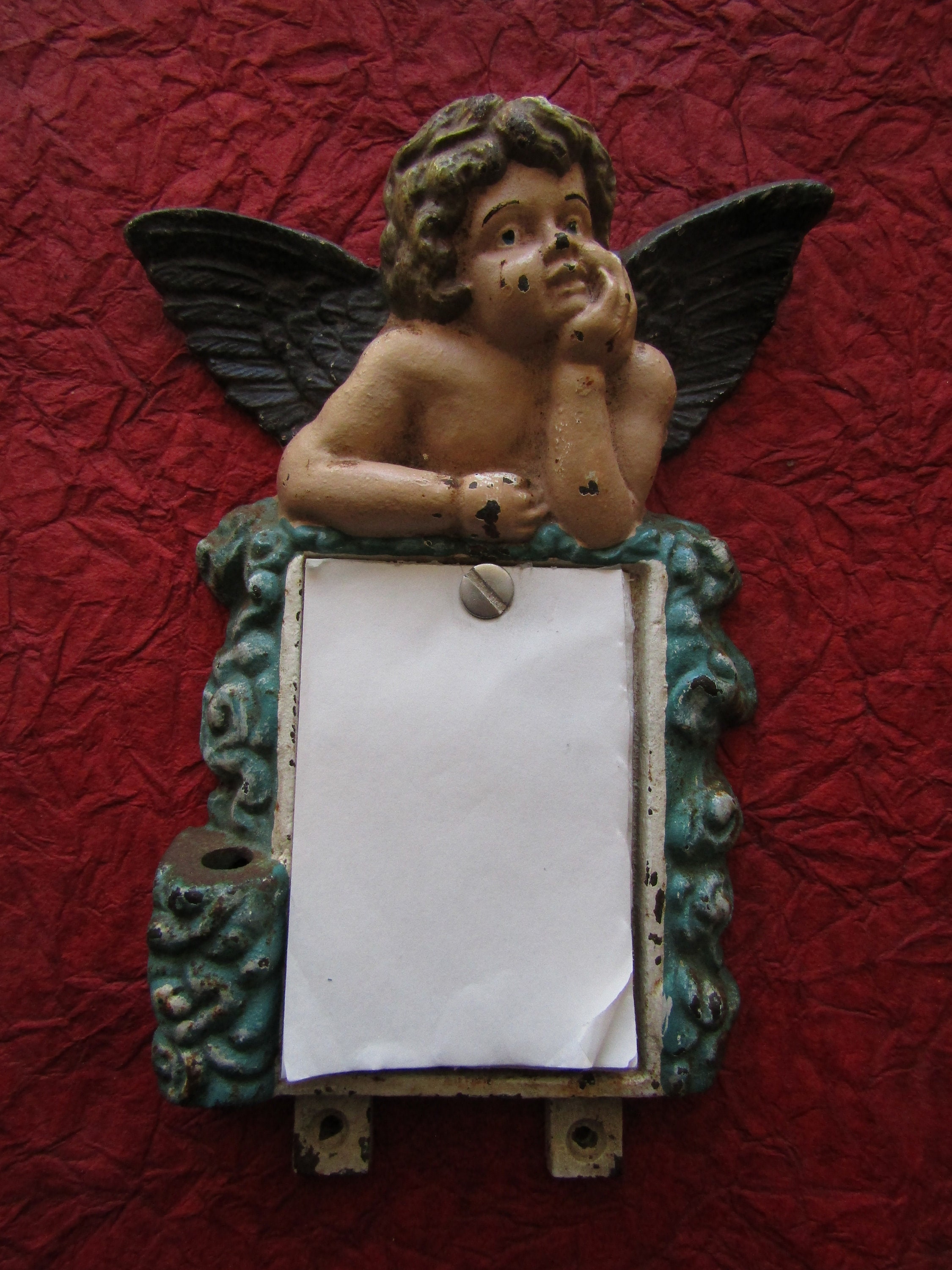 Cast Iron Note Pad and Pencil Holder Cast Iron Angel Shabby - Etsy