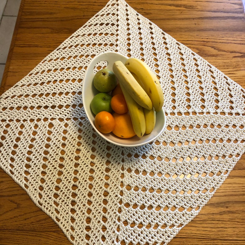 Modern Crochet Table Topper, Table Decor, Farmhouse Chic, Contemporary ...