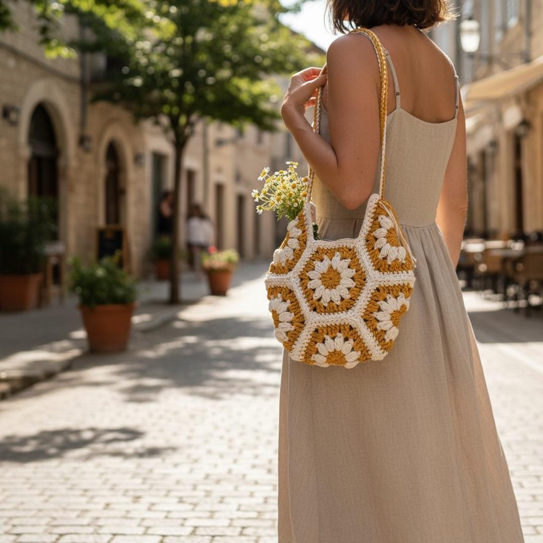 Hexi Granny Square, Purse, Tote, Shoulder Bag, Handmade, Crochet ...