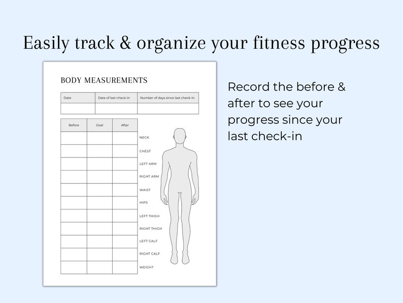Body Measurement Tracker | Weight Loss Tracker | Fitness Journal ...