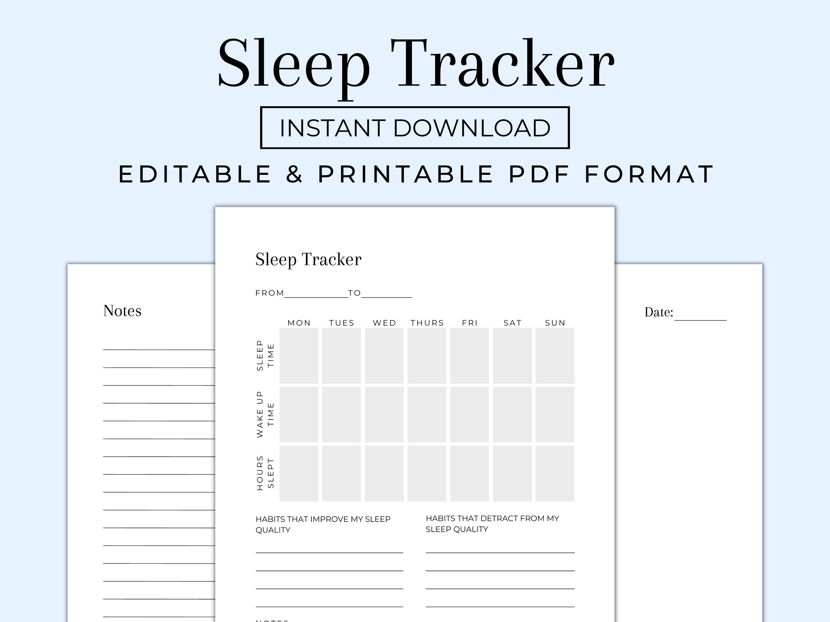 Sleep Tracker Printable | Daily Weekly Wellness Tracker | Wellness ...