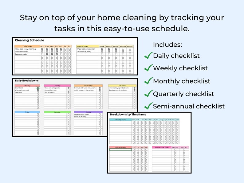 Cleaning Schedule | Cleaning Checklist | Cleaning Planner | Adult Chore ...