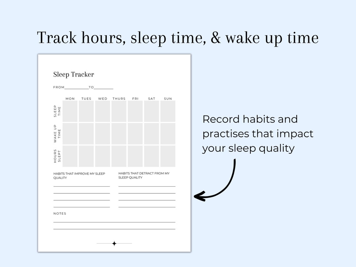 Sleep Tracker Printable | Daily Weekly Wellness Tracker | Wellness ...