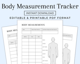 Printable Body Measurement Tracker Body Size Log Weight - Etsy